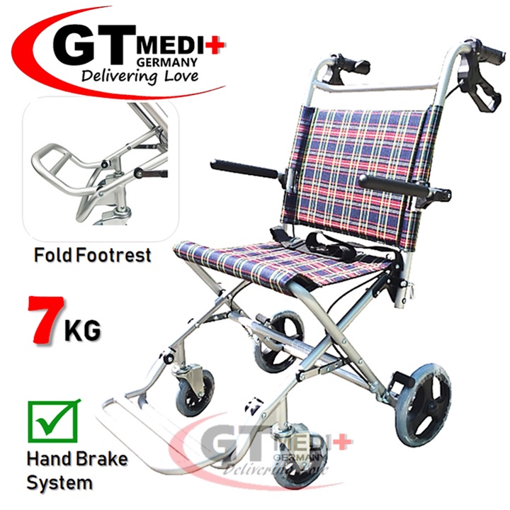 WAP-A35-7 GT MEDIT GERMANY Ultra Lightweight Airplane Wheelchair Foldable Travel Wheel Chair ...