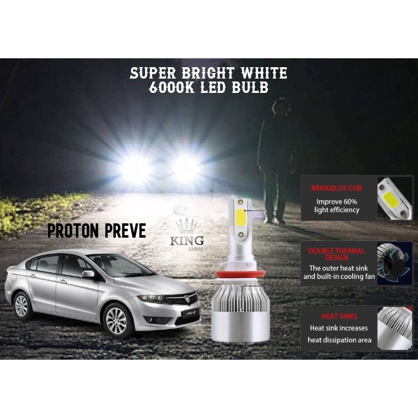 Proton Preve C6 LED Light Bulb 6000K White 1Pair 2pcs Car Headlight ...