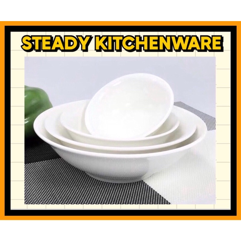Microwaveable White Ceramic Salad Bowl Soup Bowl Noodles Bowl Mangkuk ...