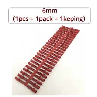 Plastic Red PVC Wall Plug 6mm x 30mm (50pcs/sheet) (1 plate x 50pcs ...