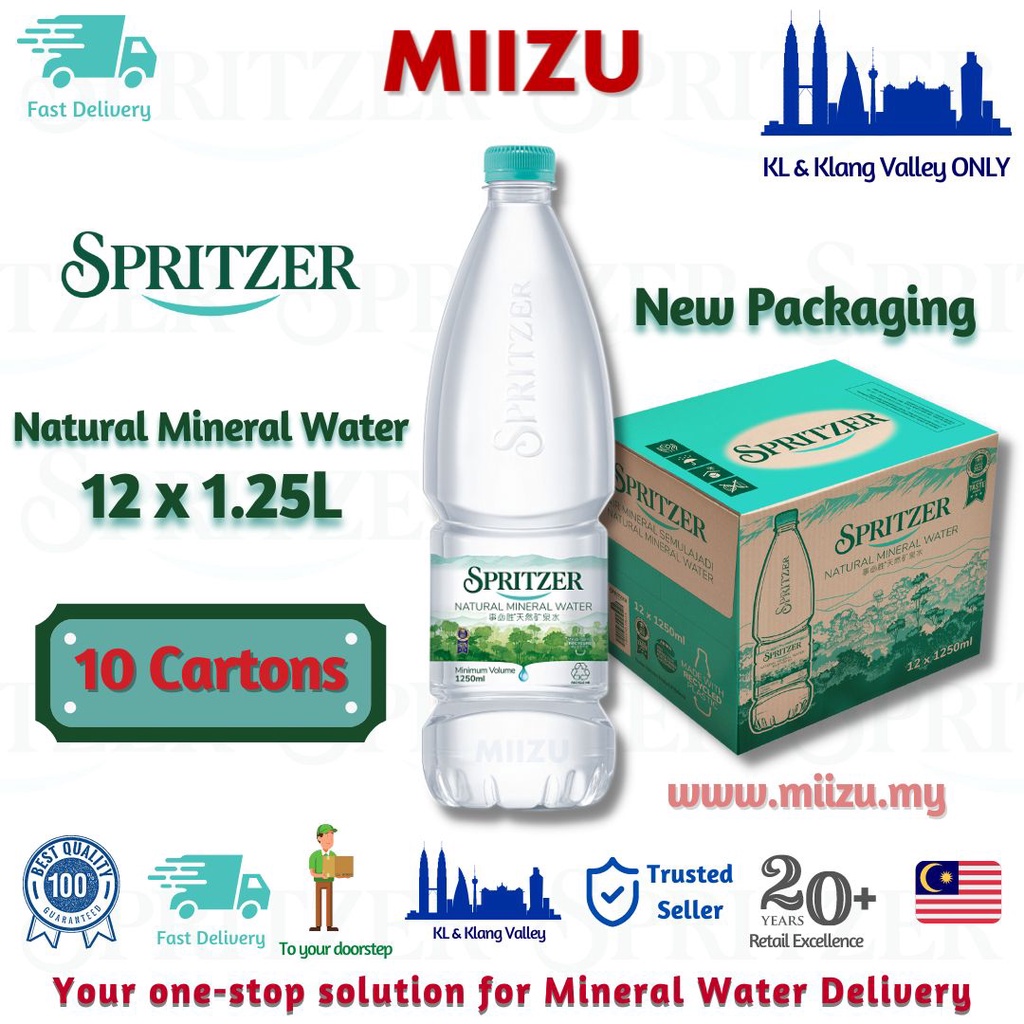 Spritzer Natural Mineral Water 12x1.25L - 10 cartons package - KL & Klang Valley Only. Fast ...