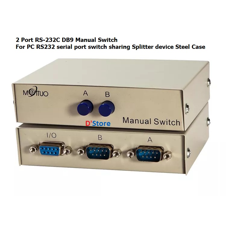 2 Port RS-232C DB9 Manual Switch / Selector for PC RS232 serial port ...