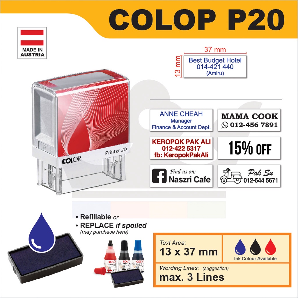 * Same Day post * Rubber Stamp Colop P10lP20|P30|P40|P50lP60 Cop (CHAT ...