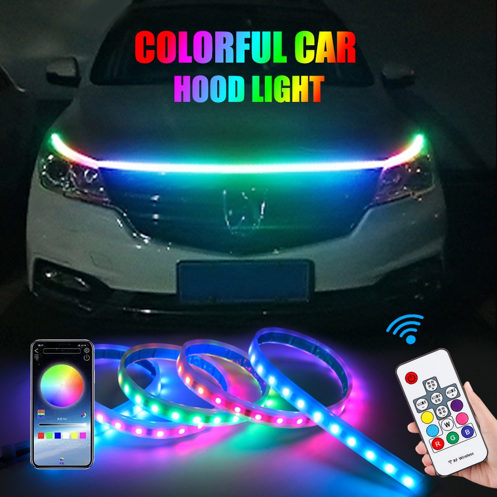 1Pcs Newest RGB LED Car Hood Light Car Headlight Strip Daytime Running ...