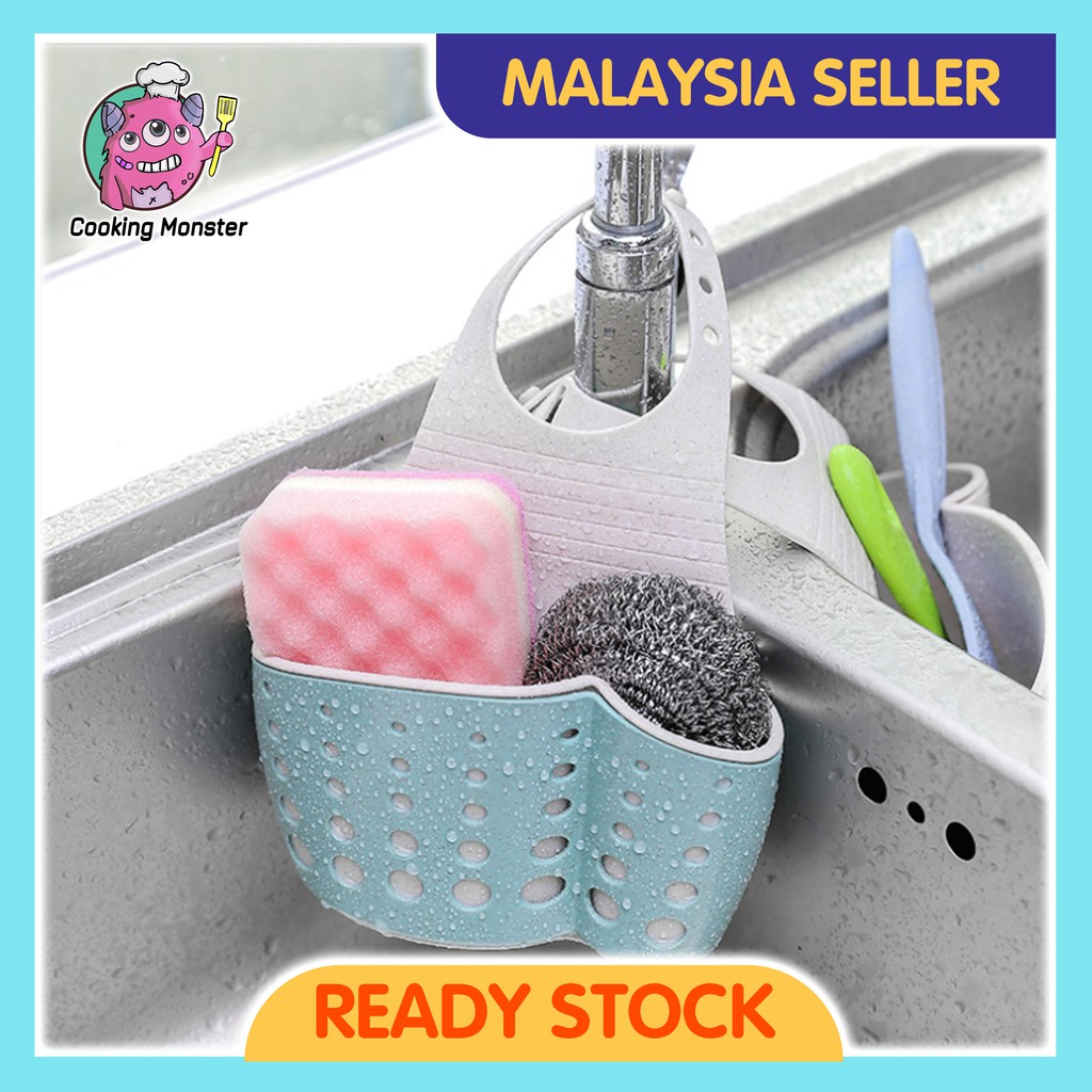 Kitchen Organizer Sink Hanging Basket Buckle Water Tap Collect Bag ...