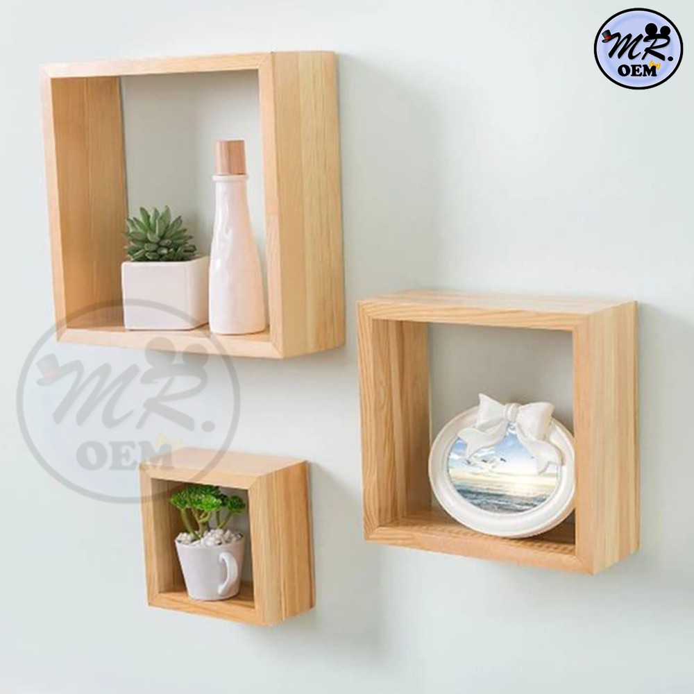 MR OEM 3 in 1 Set Square Cube Design Wall Mount Shelf Decoration for ...