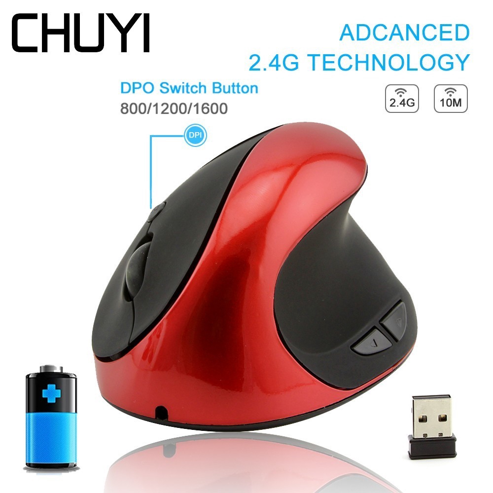 Wireless Rechargeable Vertical Mouse Ergonomic Computer Gaming Mouse PC ...