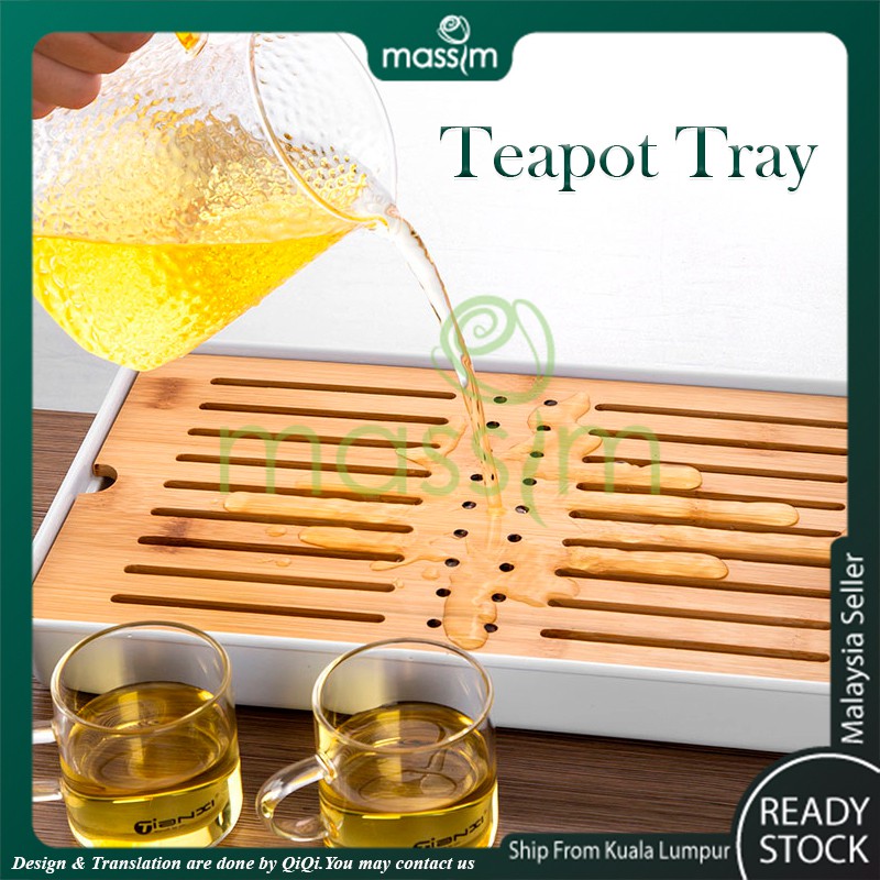 Teapot Tray Bamboo Tray Kitchenware Storage Teatime Teaset Pinggan Teh ...