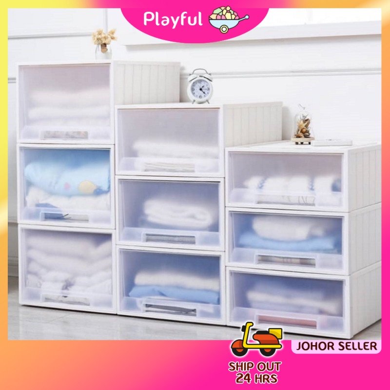 【PLAYFUL】Transparent Drawer Storage Boxes Creative Foldable Combination ...