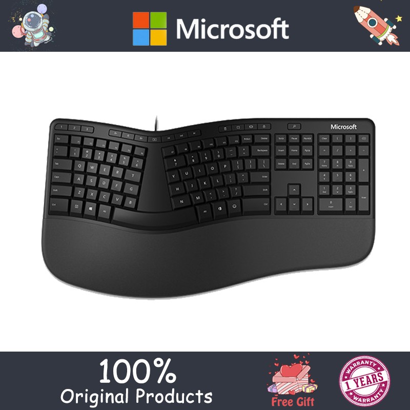 Microsoft ergonomic desktop keyboard wired home office | Shopee Malaysia
