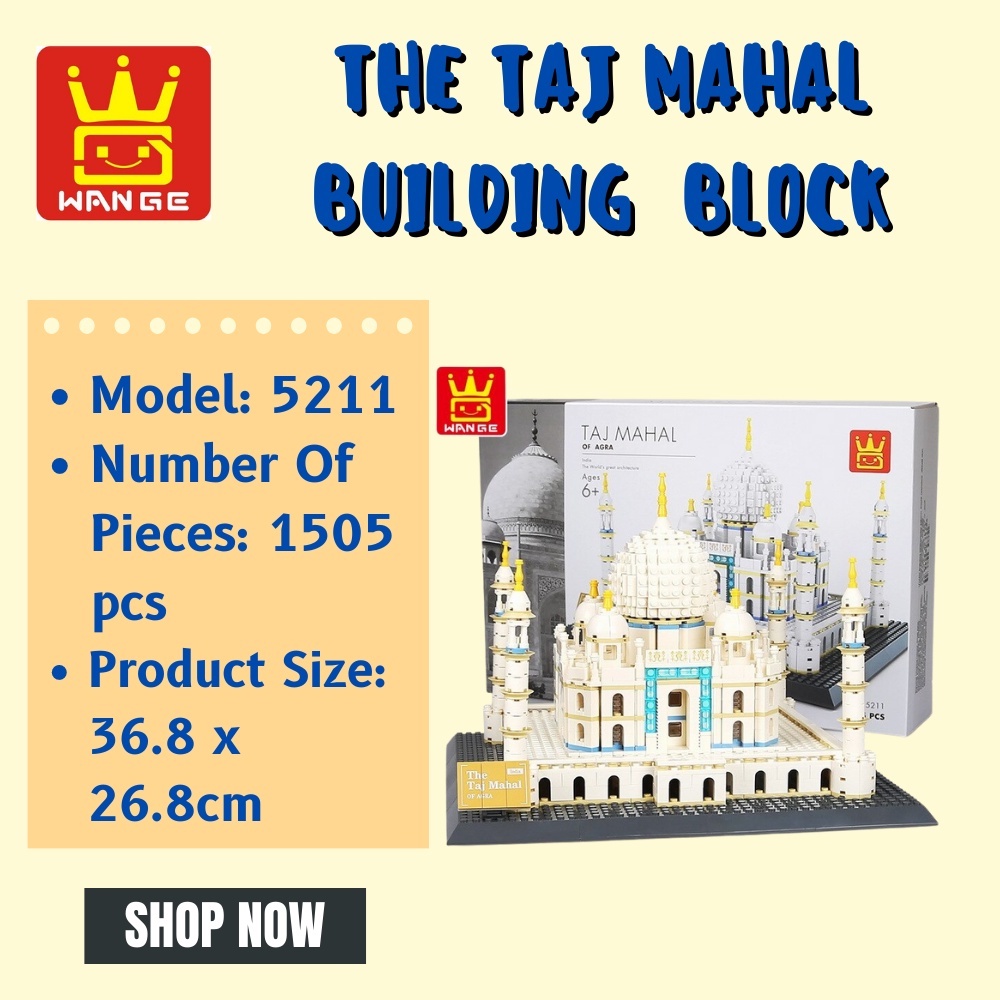 Wange World Famous Architecture 5211 The Taj Mahal Model Building Blocks | Shopee Malaysia