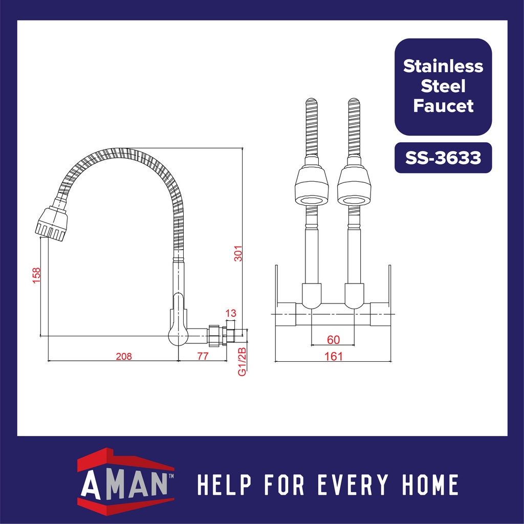 VIP SUS-304 Stainless Steel Flexible Double Wall Sink Tap Kitchen Sink ...