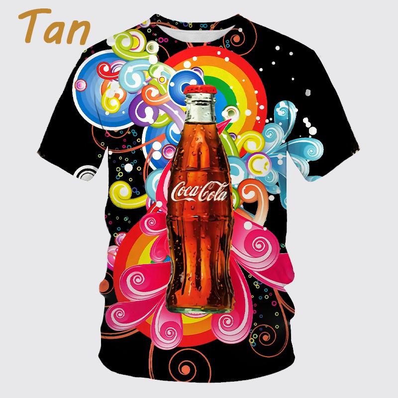 Summer Fashion Coca Cola Shirt Graphic Print 3DT T-Shirt Short Sleeve Shirt | Shopee Malaysia