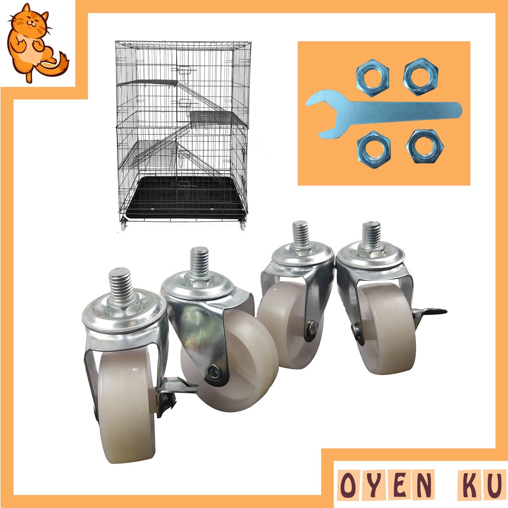 (4PCS) Wheel Roller White Roda Putih Sangkar Kucing | Shopee Malaysia
