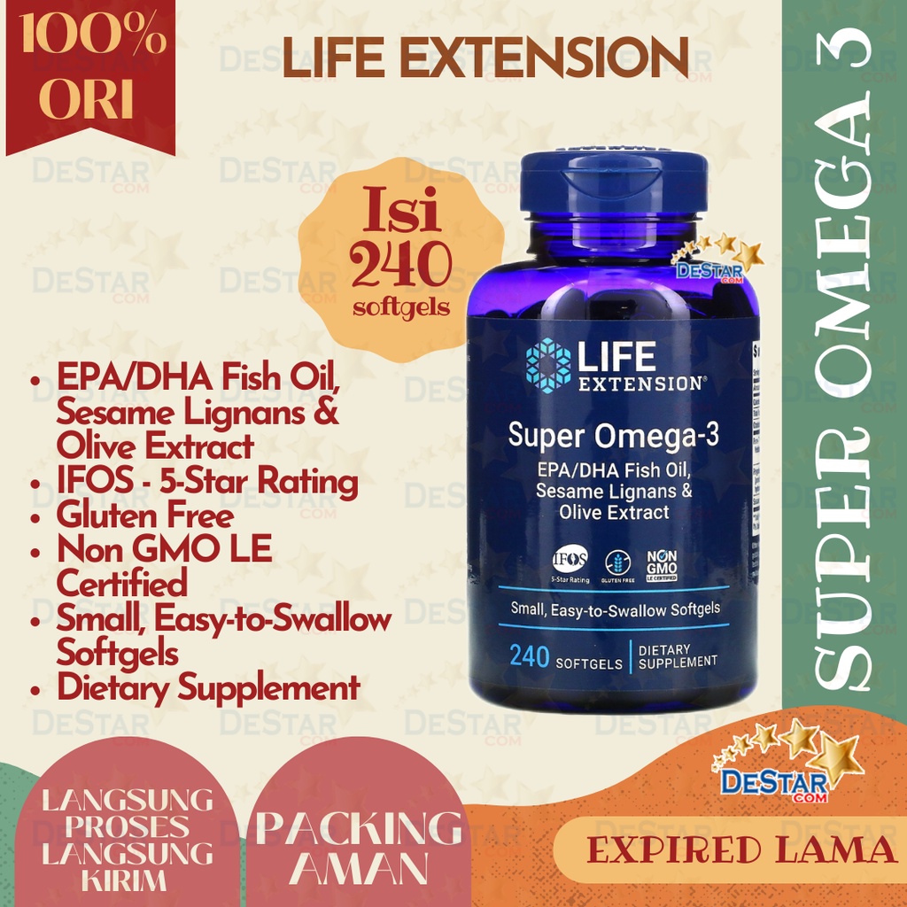Life EXTENSION SUPER OMEGA 3 CONTENTS 60 120 240 SOFTGELS EPA DHA FISH OIL SESAME LIGNANS OLIVE ...