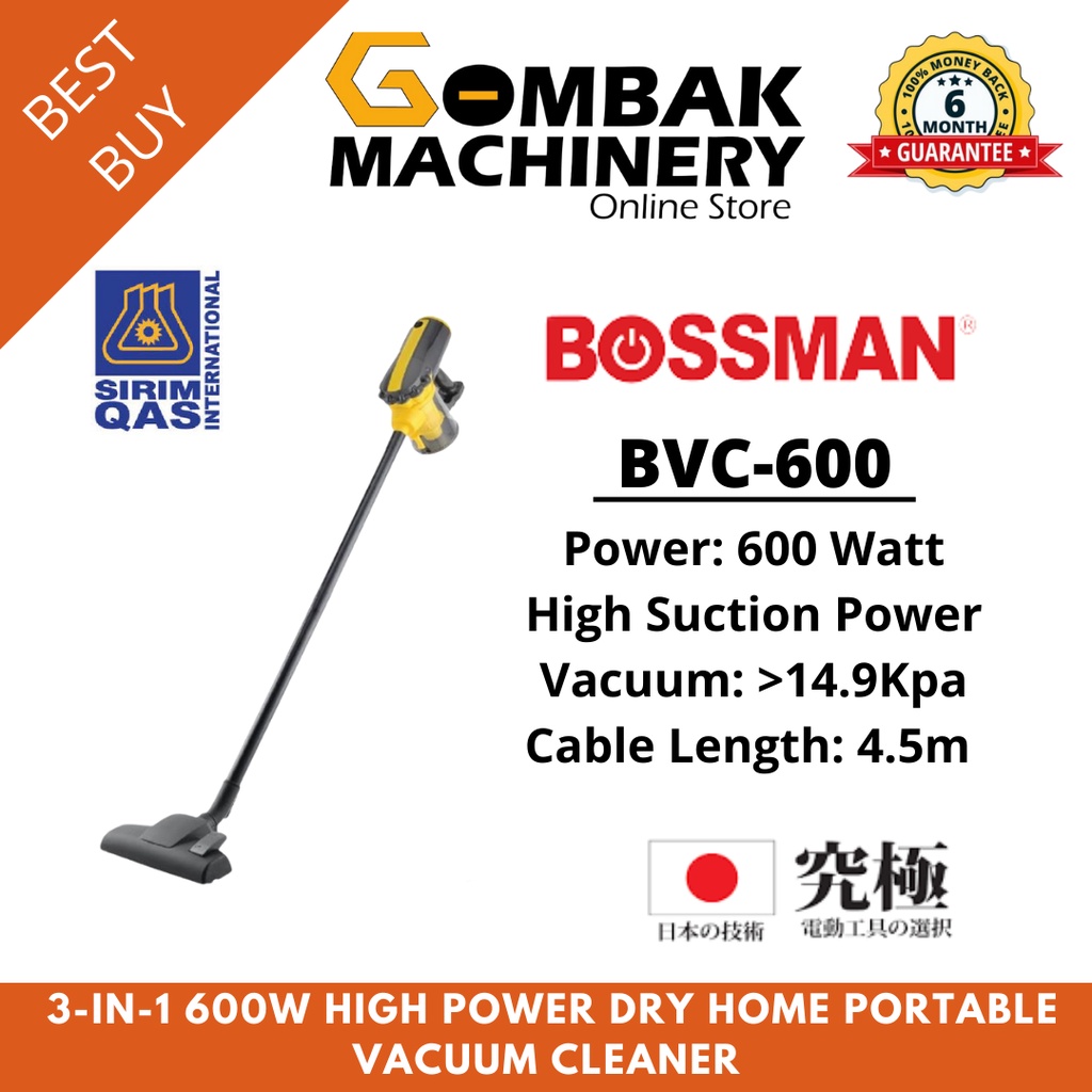 BOSSMAN BVC600 3-in-1 600W High Power Dry Home Portable Vacuum Cleaner ...