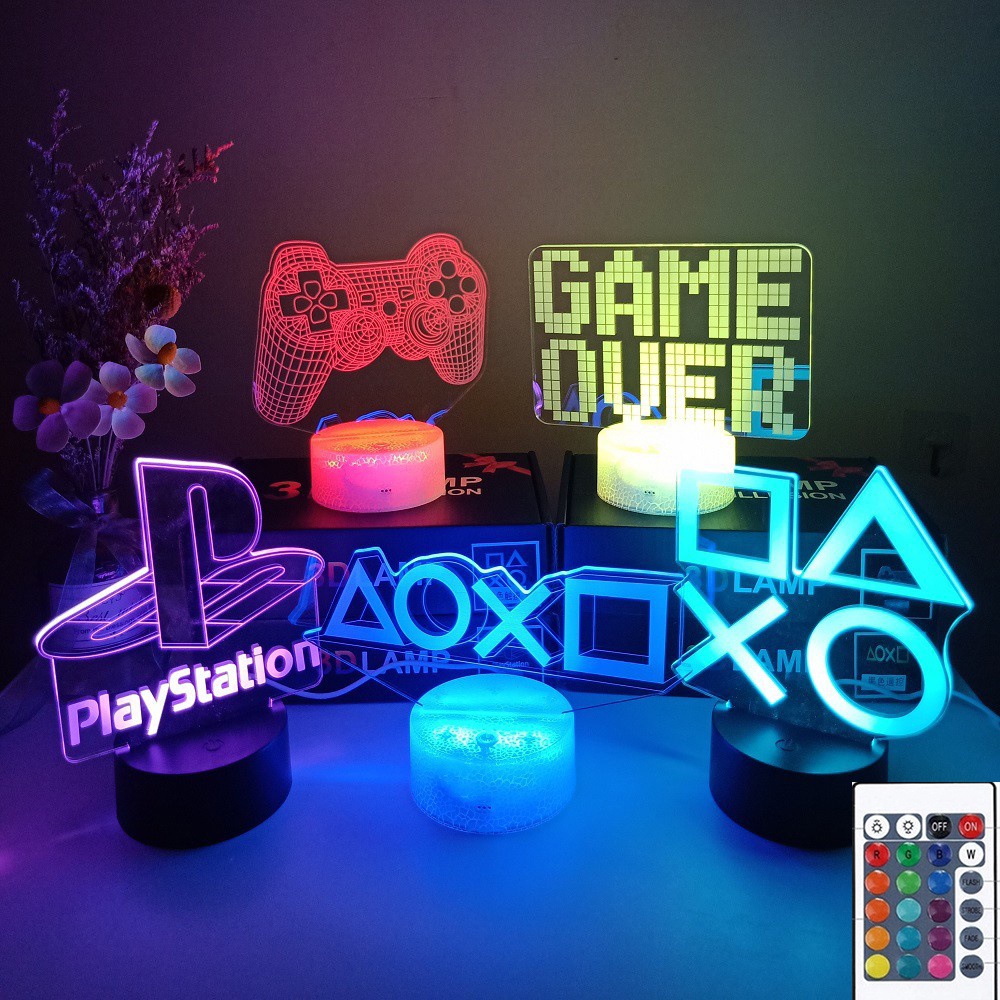 3D Led Lamp Remote Lampu Tidur Playstation Gaming Room Desk Setup ...
