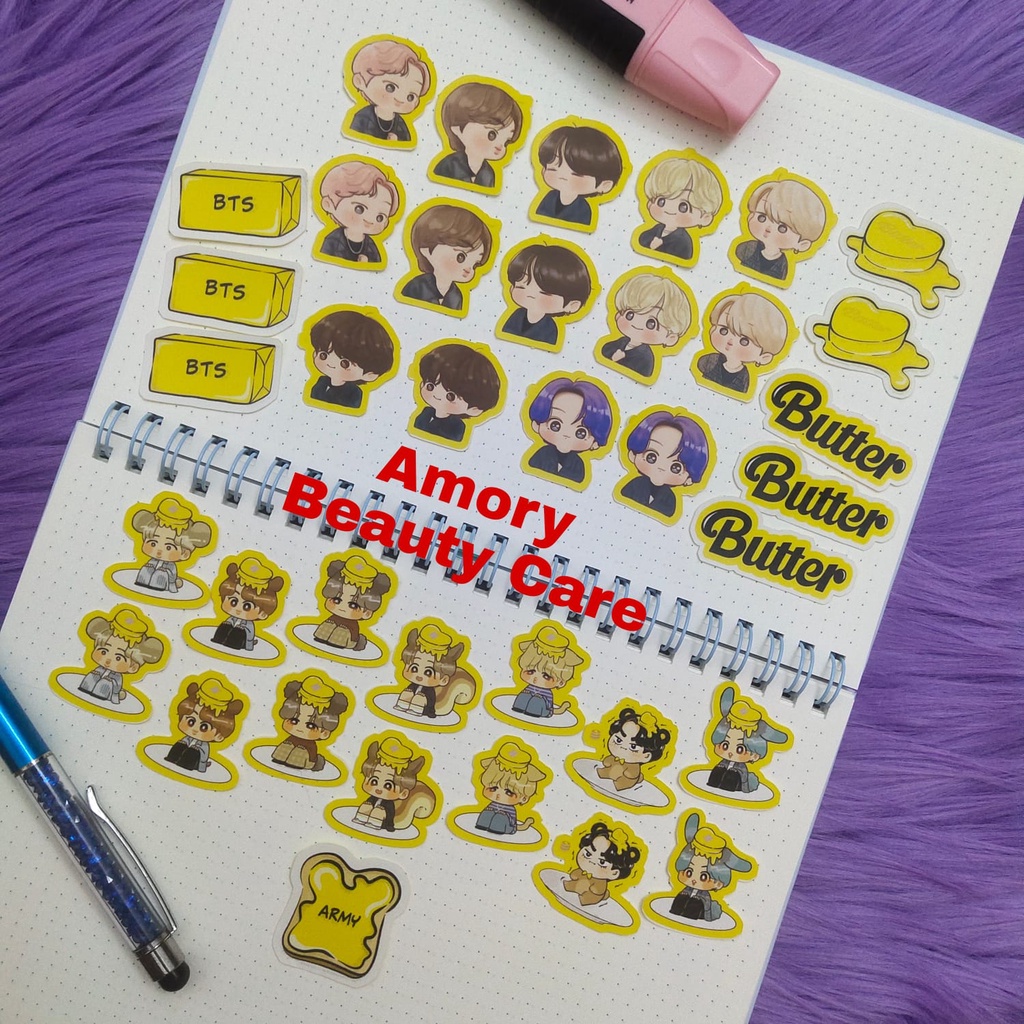 Bts Chibi Sticker Pack Dynamite Edition / BTS Aesthetic Sticker / BT21 ...