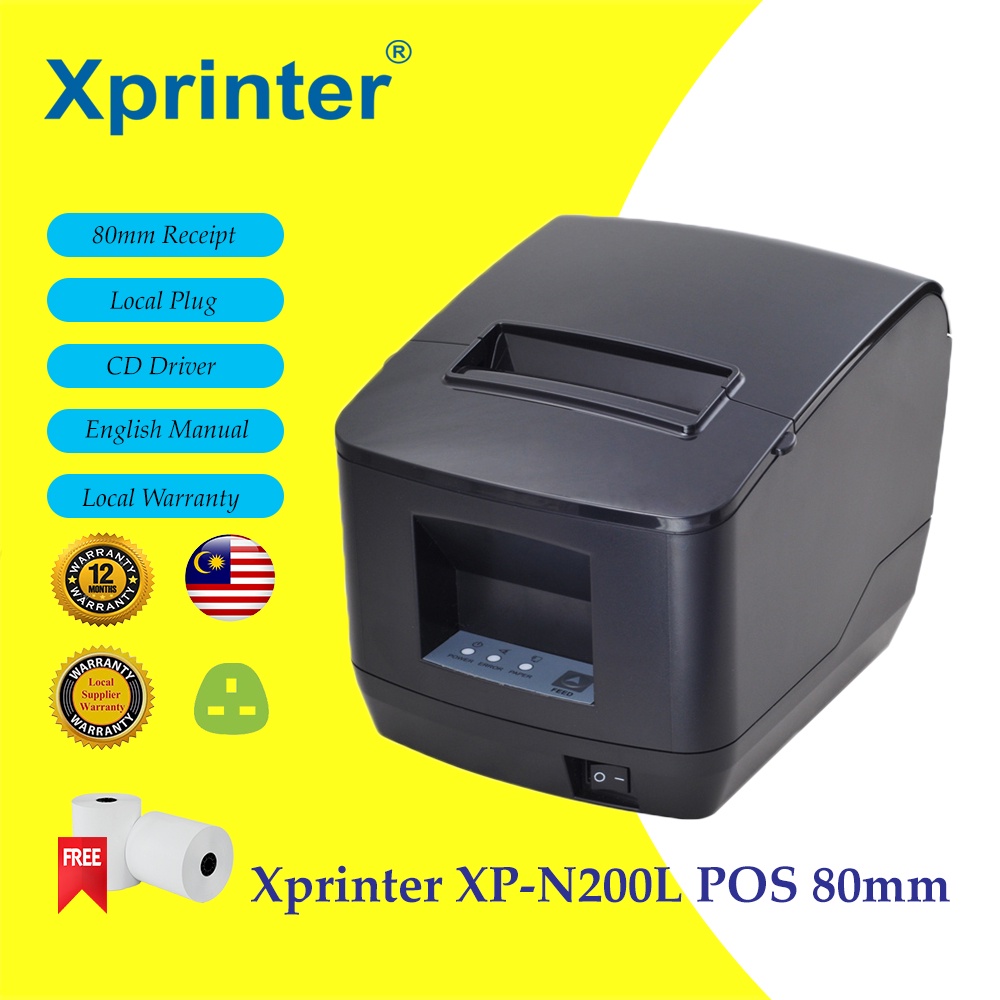 XPrinter XP-N200L POS 80mm High Speed 200mm/s Thermal Receipt Printer (USB + Lan Port) - Free ...
