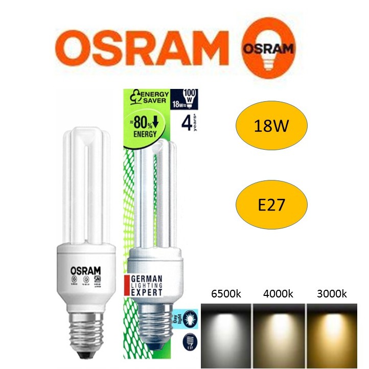 OSRAM DULUXSTAR 18W 3U PLCE E27 WarmWhite / CoolWhite / Daylight (SIRIM APPROVED) | Shopee Malaysia
