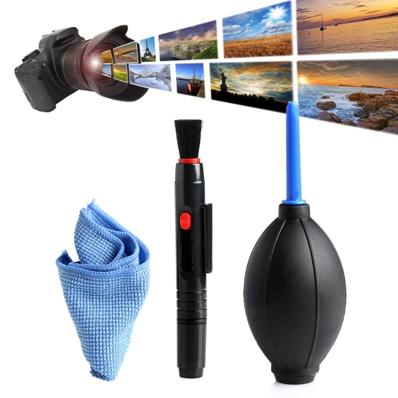 Lens Cleaning Cleaner Set DSLR VCR Camera Dust Pen Blower Wiper Cloth ...
