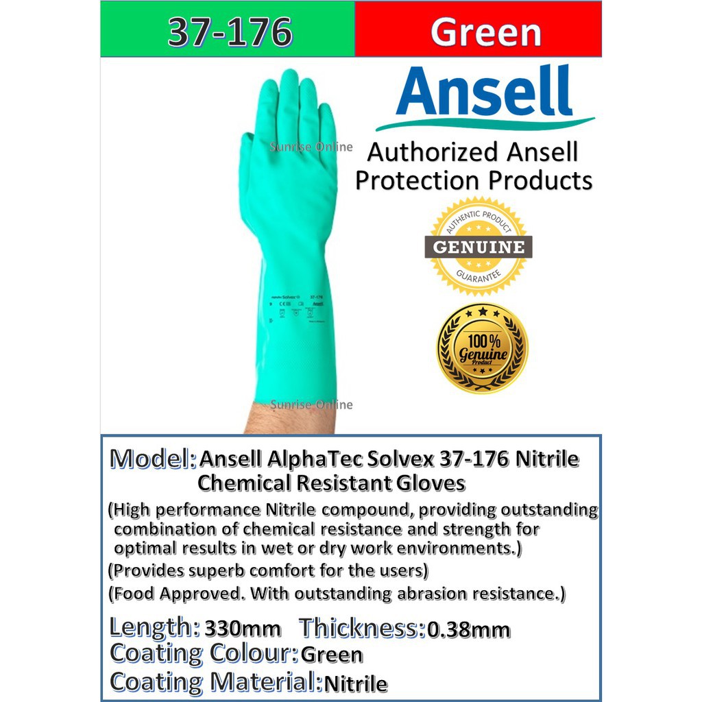 AlphaTec® Solvex® 37-176 - Ansell Nitrile Chemical Resistant Glove-SIRIM DOSH | Shopee Malaysia