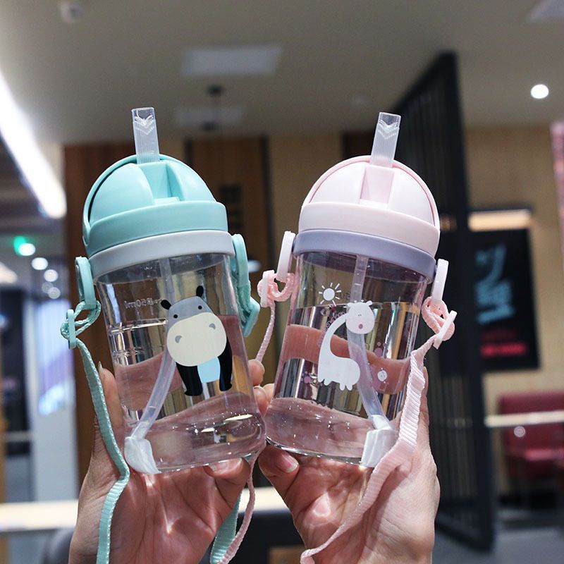 Botol air straw 400ml /cartoons straw water bottle for kids 400ml ...