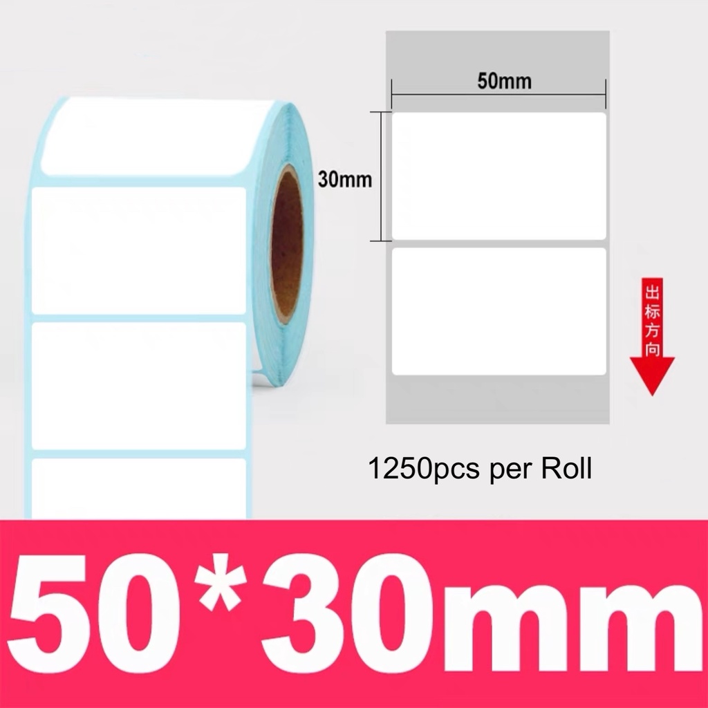 50mm x 30mm (1450pcs) Thermal Sticker Thermal Paper Barcode Label ...