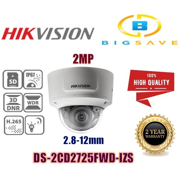 HIKVISION 2MP DS-2CD2725FWD-IZS IR VARIFOCAL NETWORK DOME CAMERA (2.8-12MM) | Shopee Malaysia