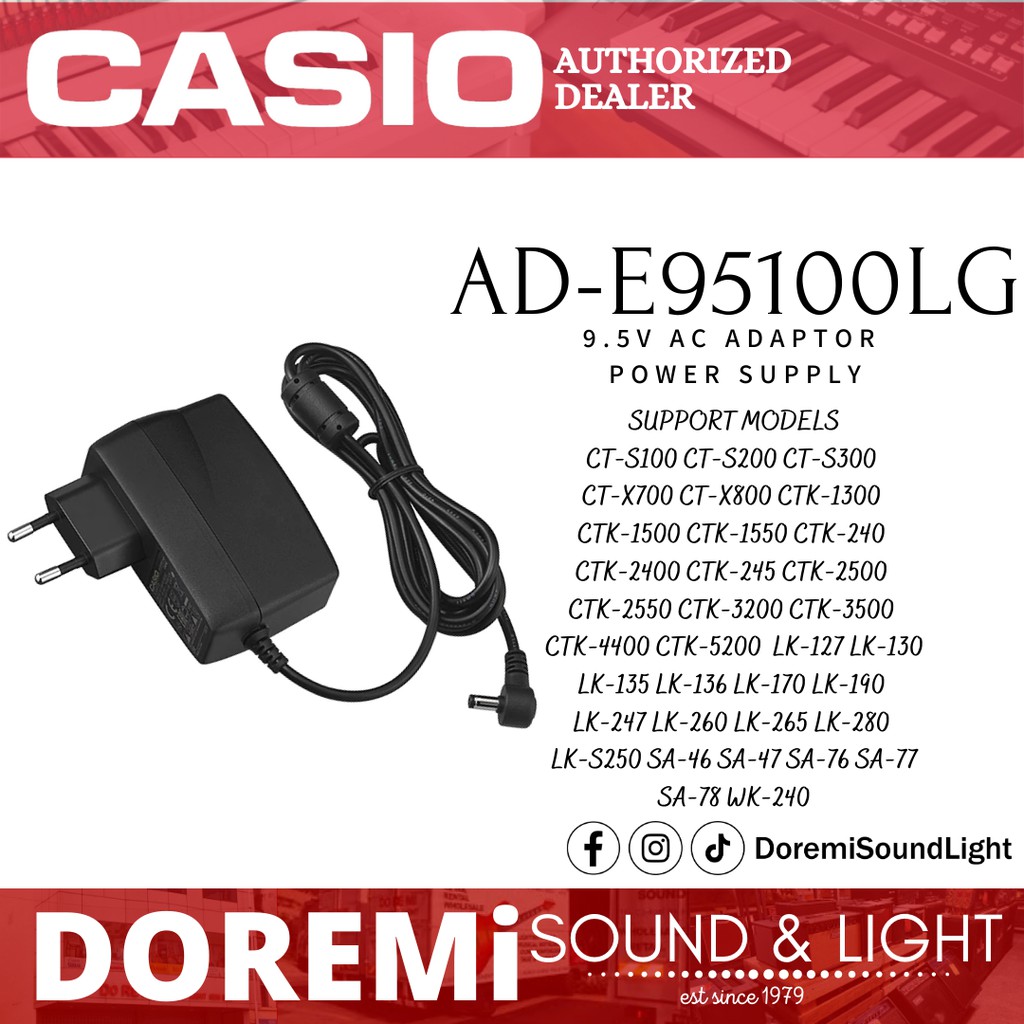CASIO AD-E95100LG 9.5V Ac Adaptor Power Supply For Casio Keyboard ( ADE95100LG) | Shopee Malaysia