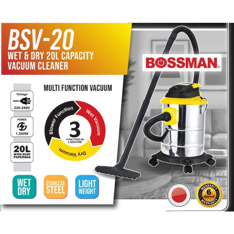 03 in 1 Vacuum Cleaner - Bossman Wet & Dry Vacuum Cleaner - BSV20 (BSV ...