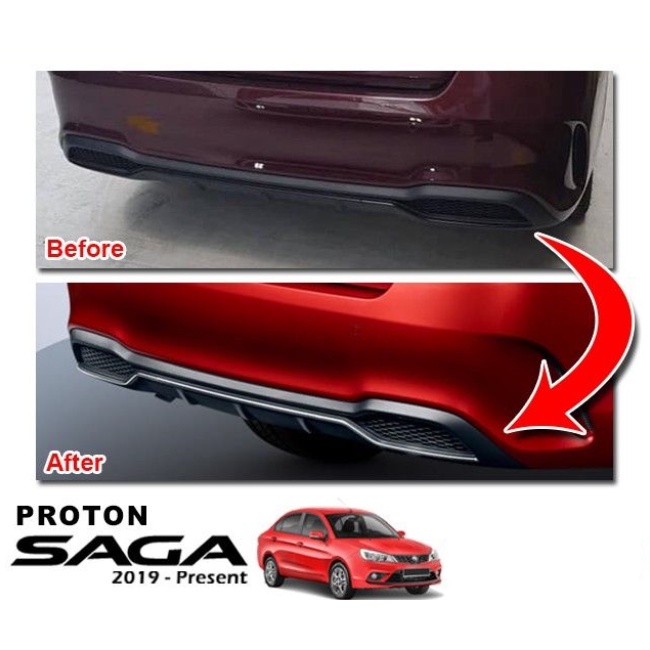 Proton Saga 2019 Rear Bumper Garnish (S/STEEL) Upgrade to premium spec ...