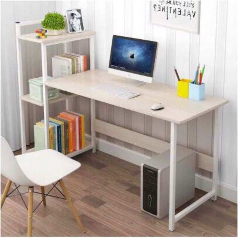 #29 Study Deck Writing Desk Office Table With Book Shelf 3 Tiers ...
