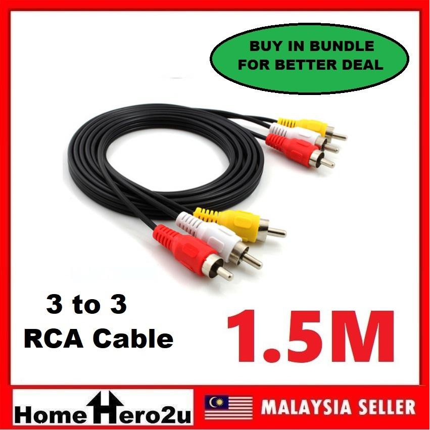 3 RCA Male to 3 RCA Male Cable 1.5M - Homehero2u | Shopee Malaysia