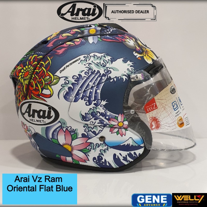 ARAI VZ RAM Oriental Flat Blue Open Face Jet Helmet 100% Original From Authorized Dealer ...