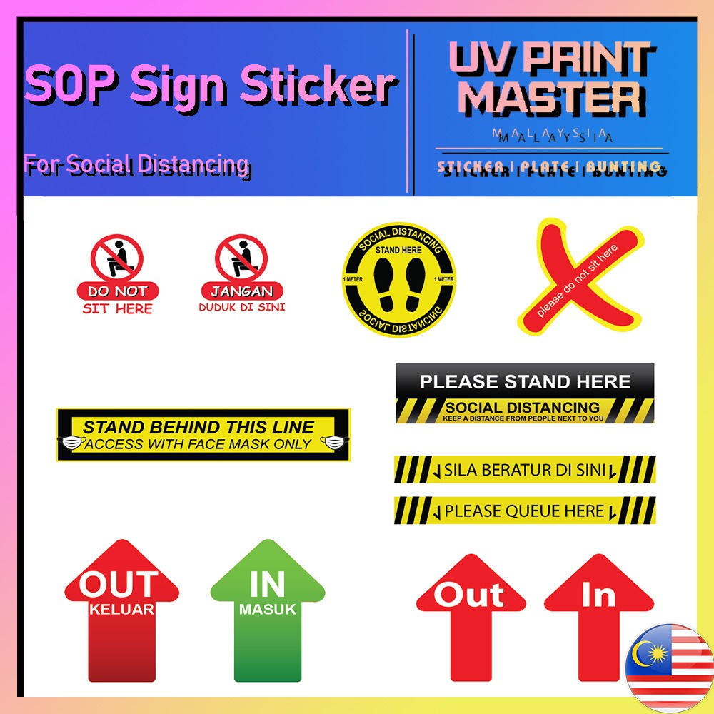 Sop Sticker Anti Covid-19 Sticker Many Design/MCO Social Distance ...