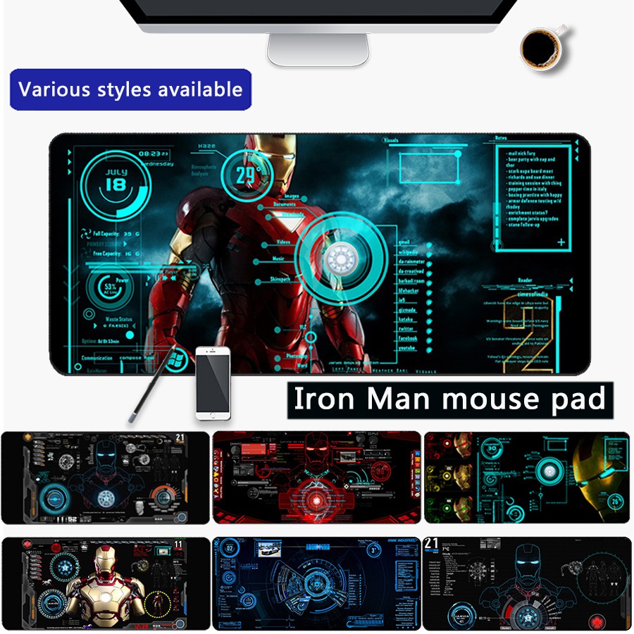 Iron Man Mouse Pad Large Size Gaming Mouse Mat for Computer Waterproof ...