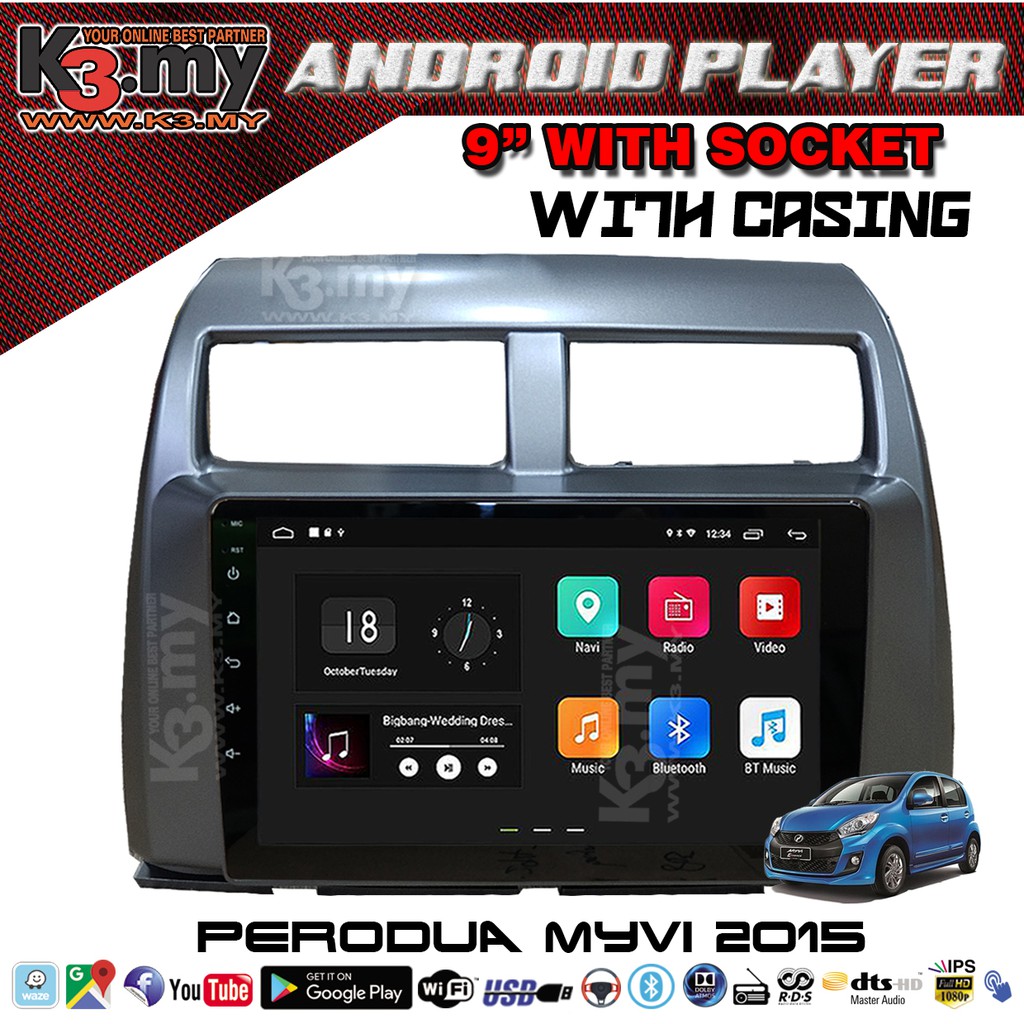 Perodua Myvi 2015 9'' 1+16G Wifi Big Screen Android Player with Casing ...