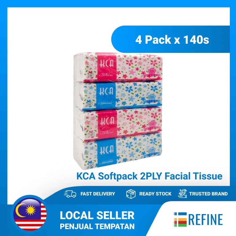 KCA Softpack 2PLY Facial Tissue Tisu Muka 纸面巾(4 Pack x 140s) | Shopee ...