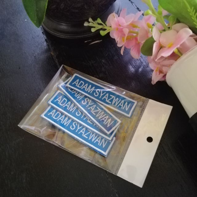 Name tag , Name tag sulam, school name tag, embroidery name tag, name ...