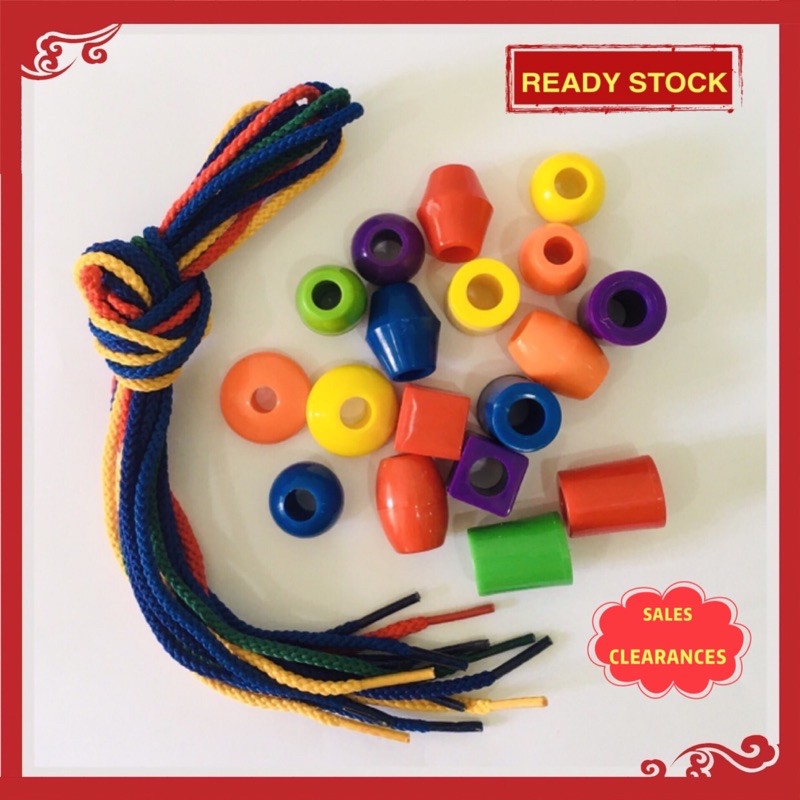 🔴🟢🔵🟡🟣🟠 100PCS BEADS, With 6 COLOURS , 6 SHAPES & 5 THREADING LACES ...