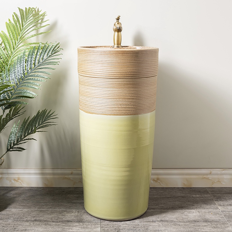 Floor-Type Integrated Pedestal Basin Ceramic Home Bathroom Washbasin ...