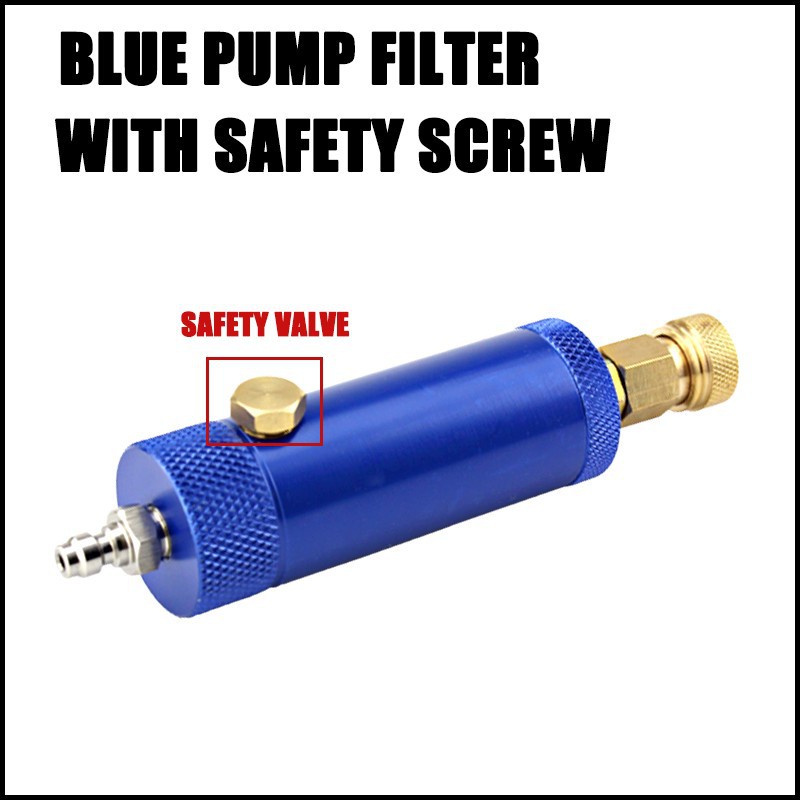 High Pressure Pump Air Filter with 50cm Hose and M10x1 Blue Hand Pump ...