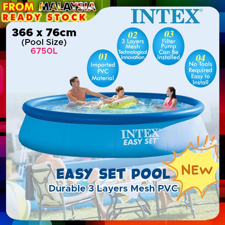 INTEX 28130 EASY SET Pool 366 x 76cm Large Size Inflatable Swimming ...
