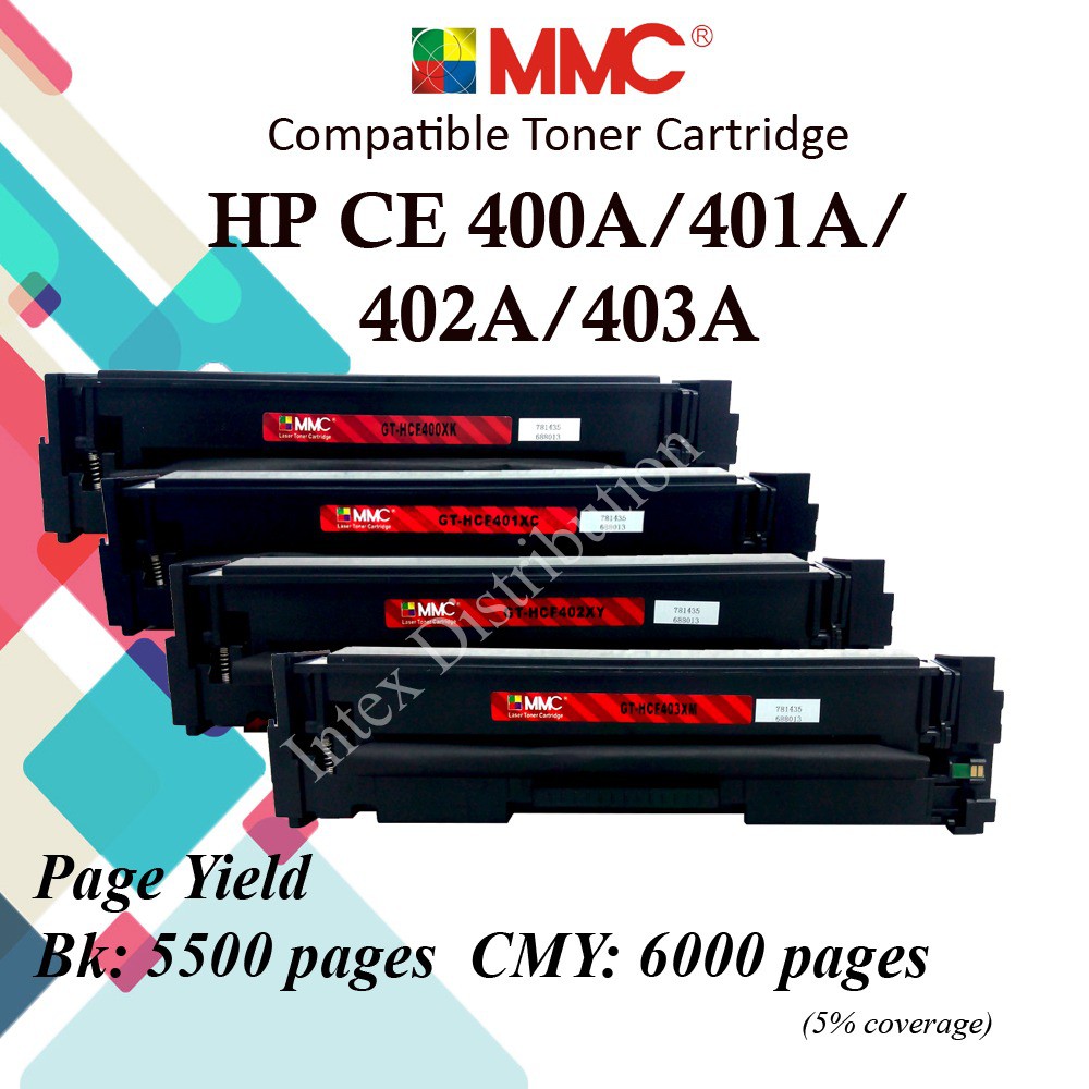 MMC compatible toner for HP CE400/ 401/ 402/403 BKCMY ( HP 507A ) use ...
