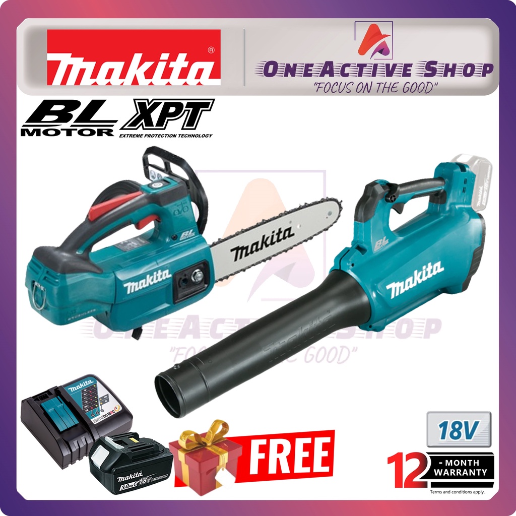 (RAYA PROMO 8) MAKITA 18V CORDLESS COMBO ( DUC254 BRUSHLESS 10'' CHAIN SAW + DUB184 CORDLESS ...
