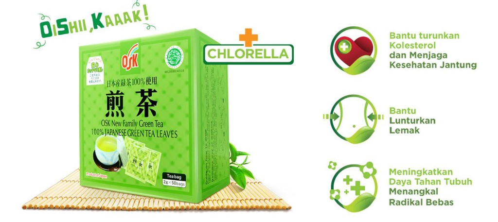 OSK Japanese Green Tea Roasted Mixed Tea Jasmine Tea Weight Loss Tea 50 Tea Bags x 2g - Green ...