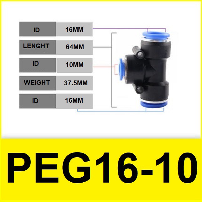 [READY STOCK IN KL!] PE4-6 to PE16-12, PEG different size T-Type ...
