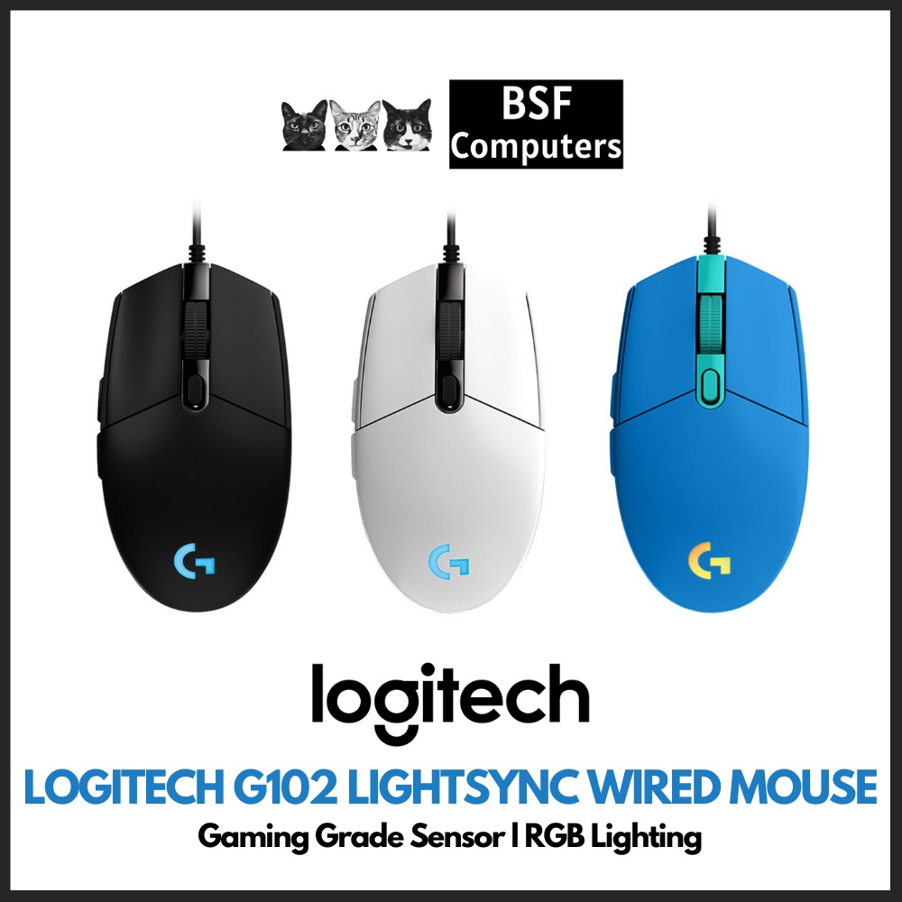 Logitech G102 Lightsync Wired Mouse / Gaming Grade Sensor 8,000 Max DPI / RGB Lighting / 6 ...