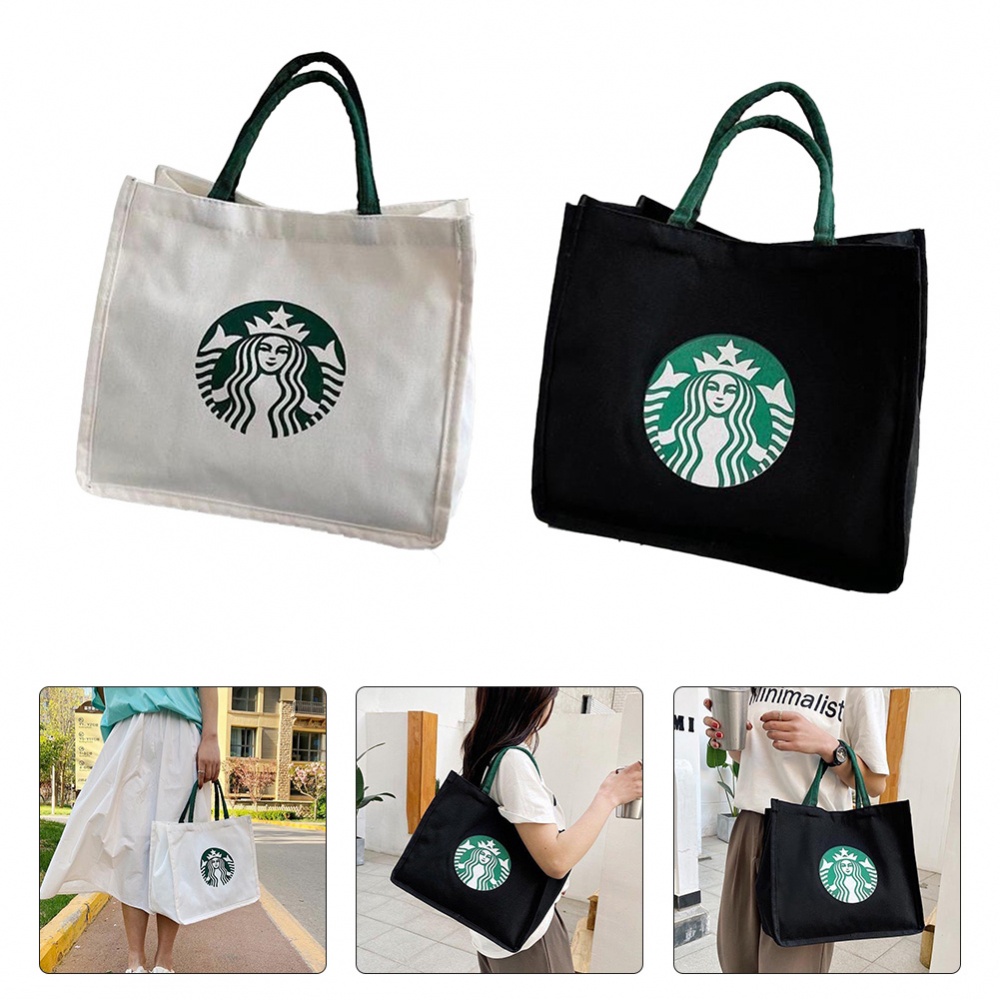 Starbucks Large Capacity Hand-held Diagonal Canvas Bag Lunch Containers ...